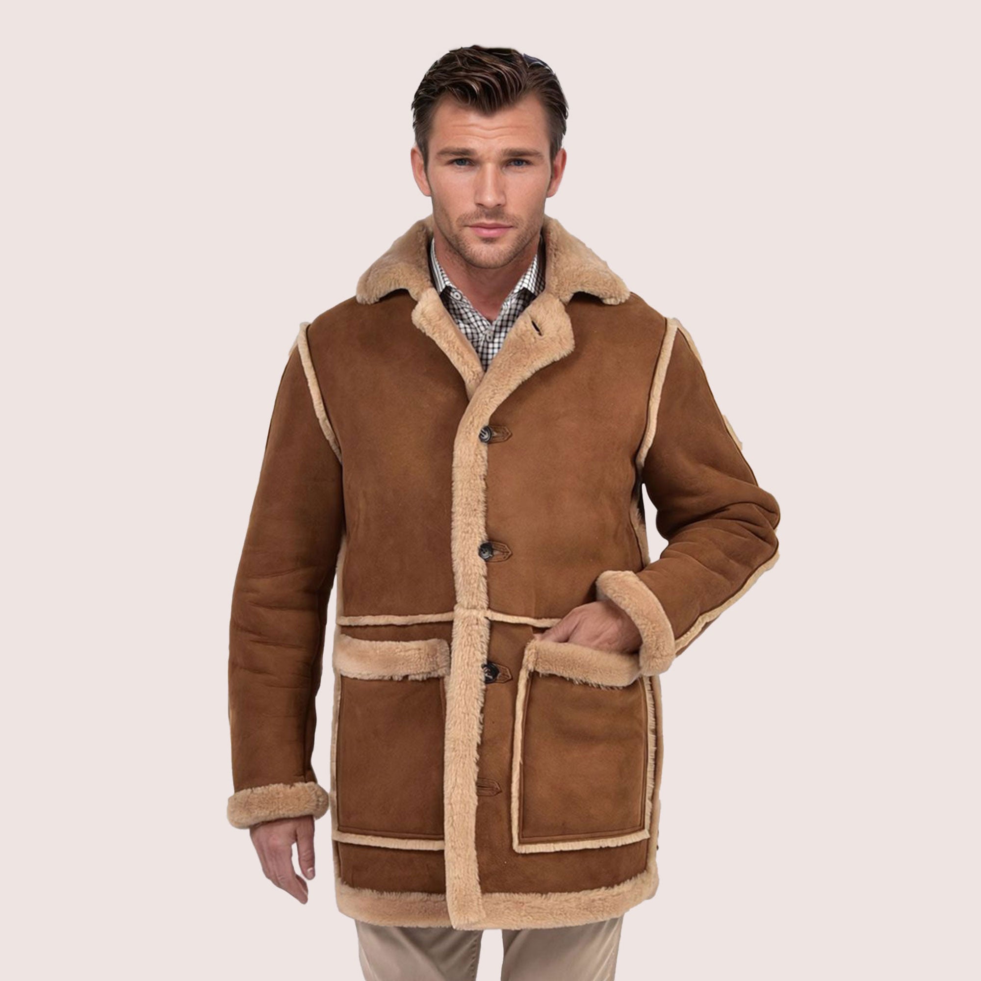 Luxurious Sahara Tan Shearling Coat for Winter Warmth – astonleather.com